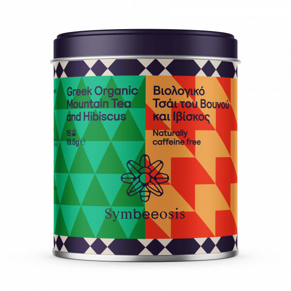 Greek Organic Mountain Tea and Hibiscus 15 pyramids - Symbeeosis